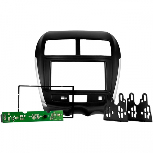 Moldura EXPEX 2Din - ASX 2010/2019 - Preta c/ detalhe prata - EPX046 ...